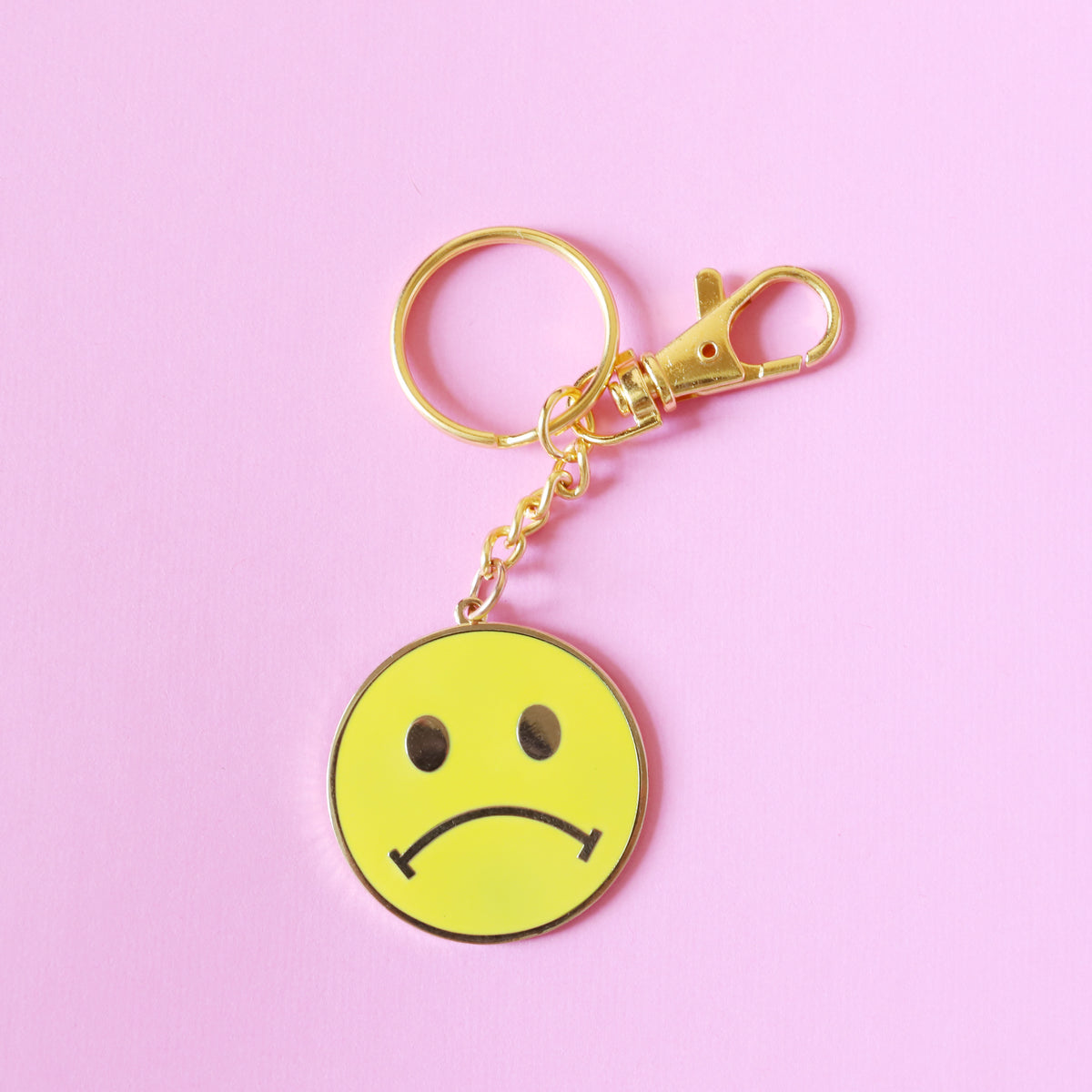 Sad Smiley Face Keychain – Made Au Gold